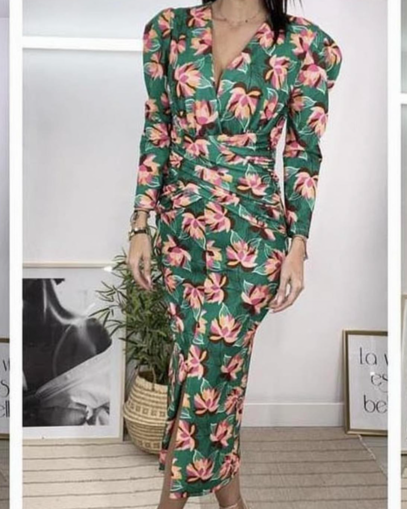 VESTIDO VERDE ESTAMPADO - Carmen Regalos y Moda